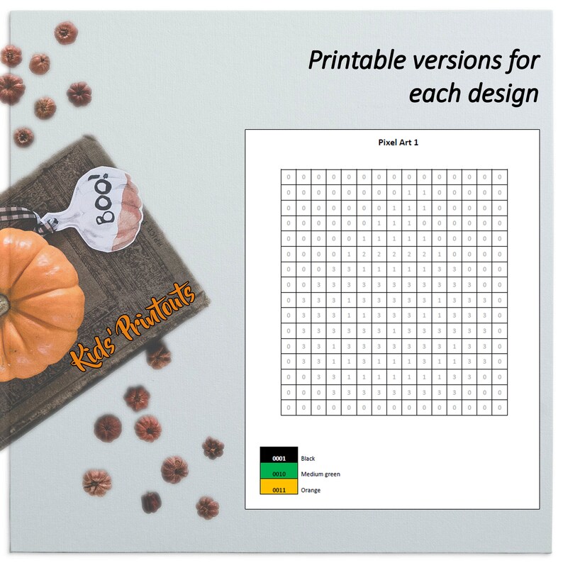 Halloween Binary Pixel Art Spreadsheet Printable - Etsy