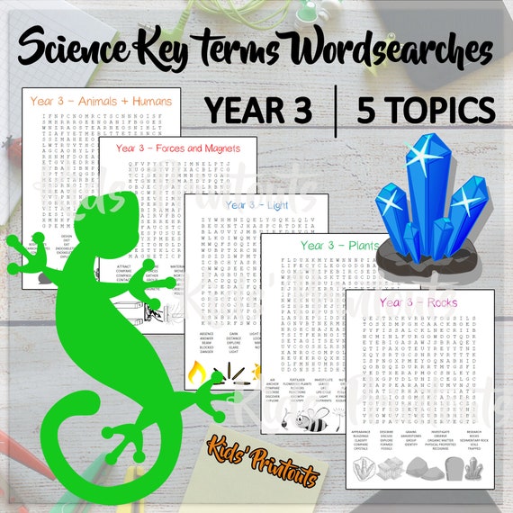 Year 3 Science Vocabulary Word Searches X 5 Over 150 Terms - Etsy