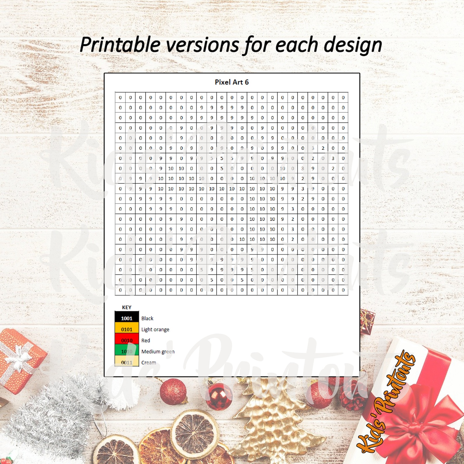Christmas Binary Pixel Art Spreadsheet Printable - Etsy Canada