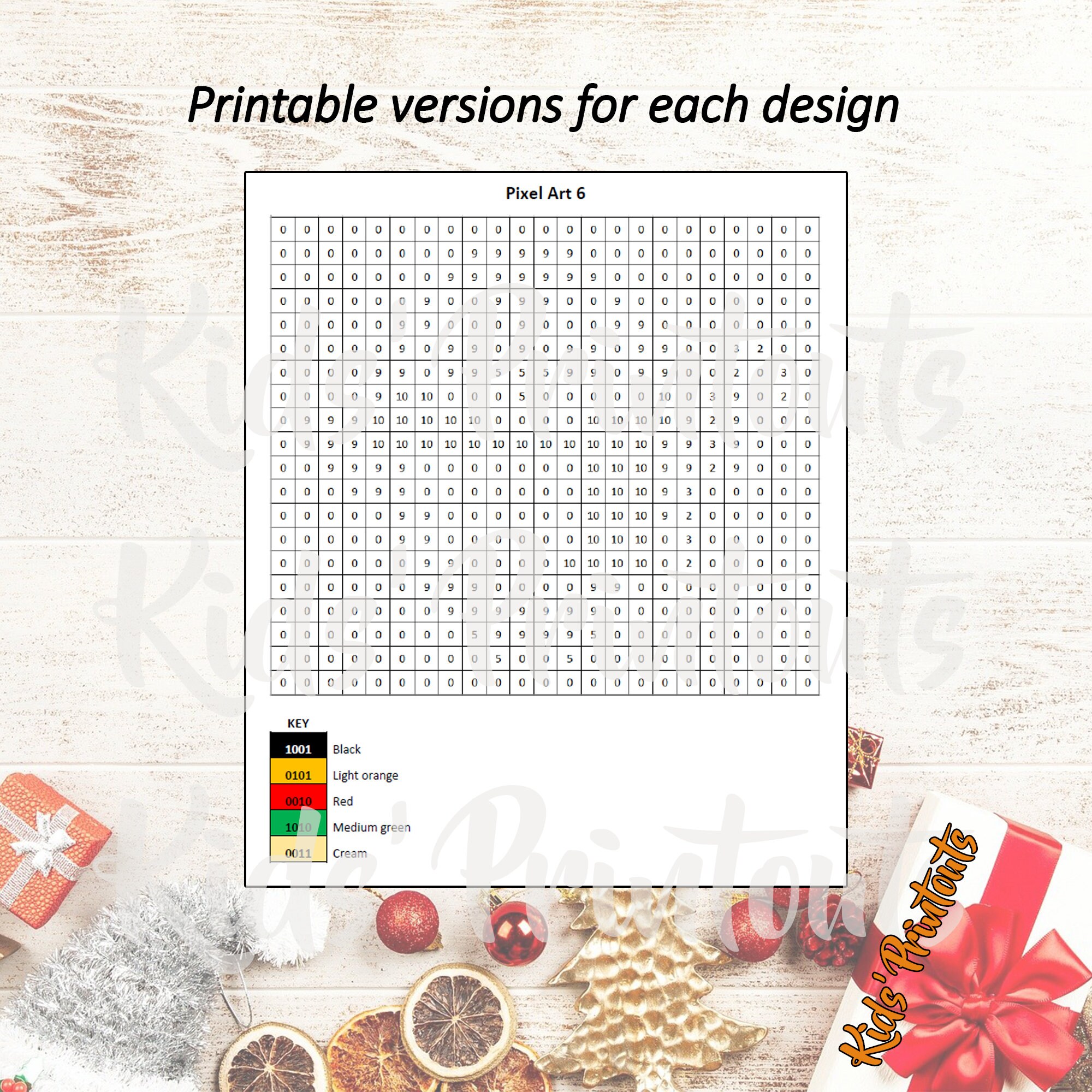 Christmas Binary Pixel Art Spreadsheet Printable - Etsy Canada