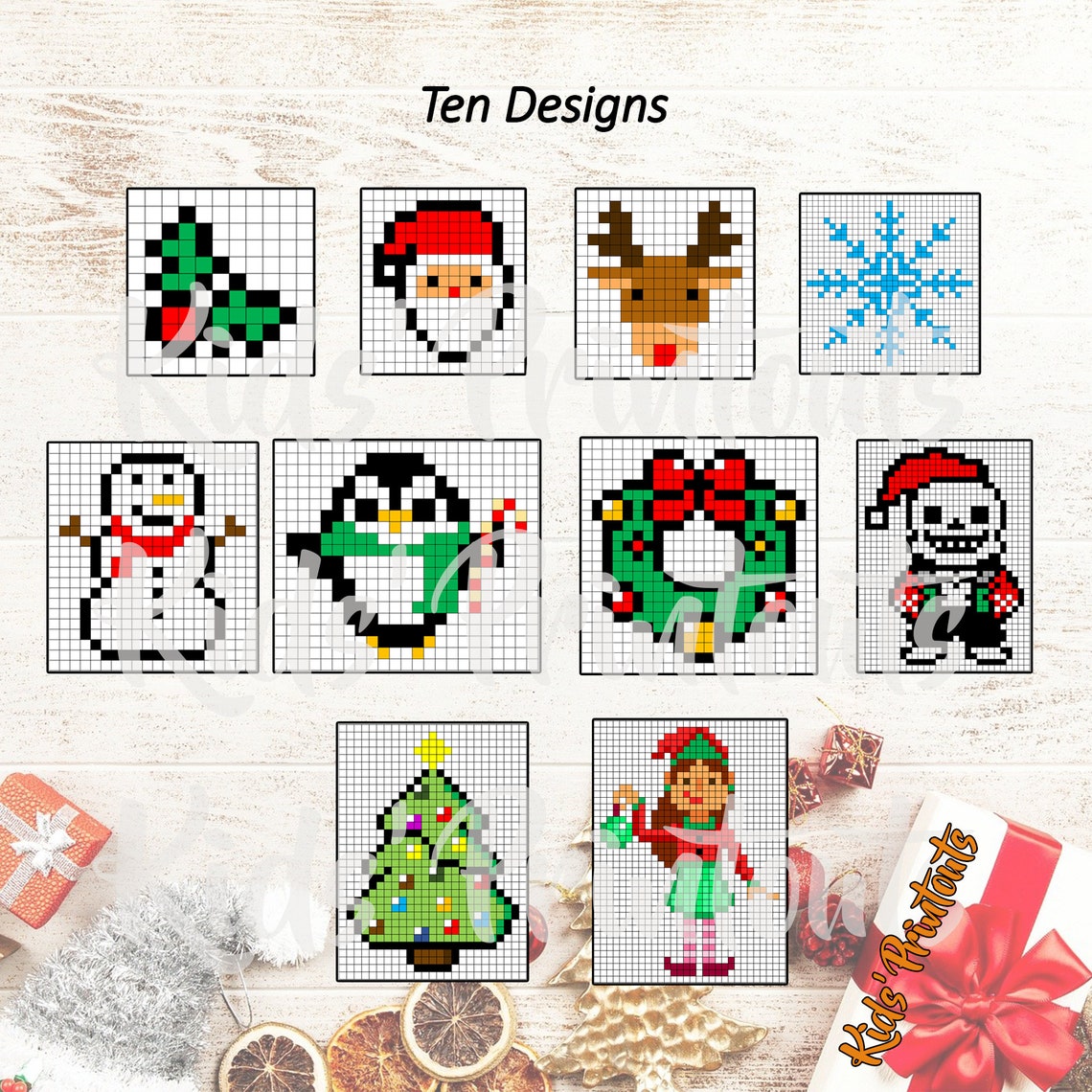 Christmas Binary Pixel Art Spreadsheet Printable | Etsy