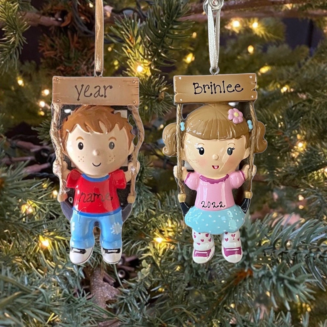 Swinging Boy or Girl on Swing Custom Personalized Christmas Ornament ...