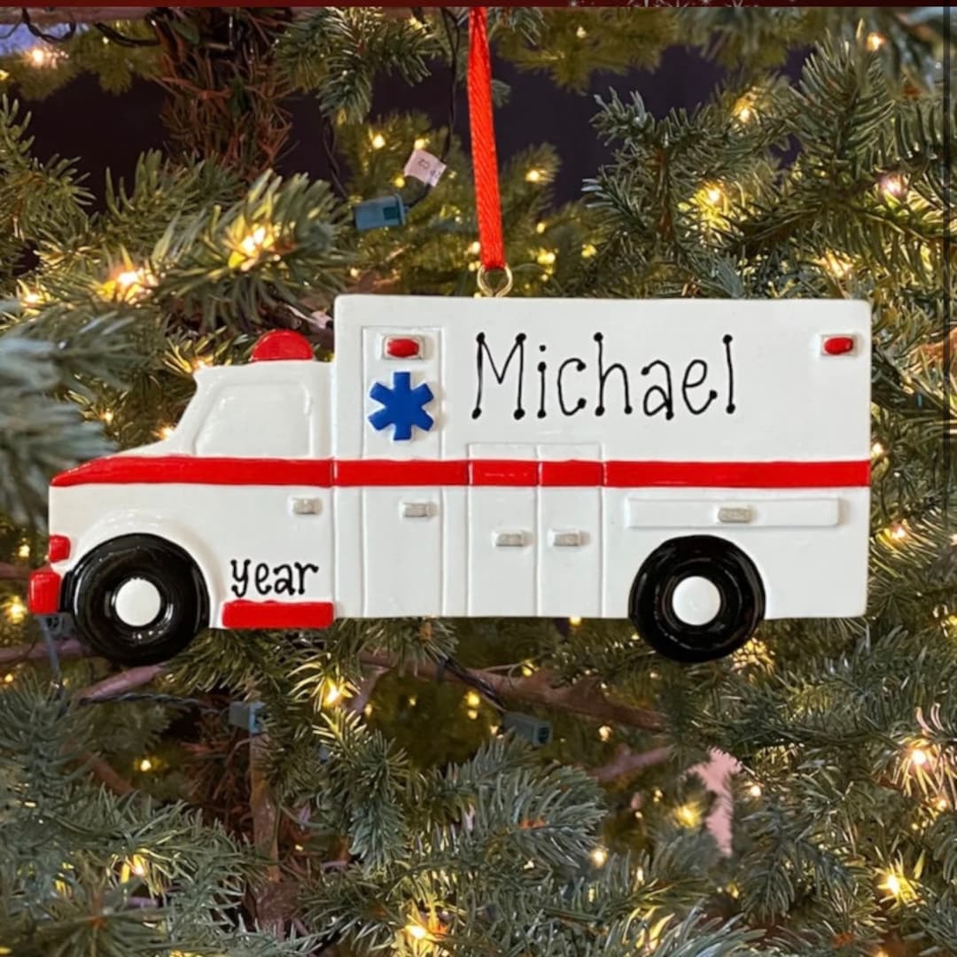 Personalized Ambulance Ornament Custom Personalized Christmas Ornament ...
