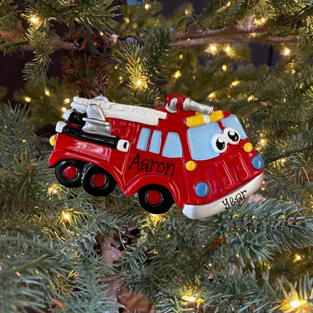 Fire Truck Ornament Dalmatian Fire Dog Fire Fighter Custom Personalized ...
