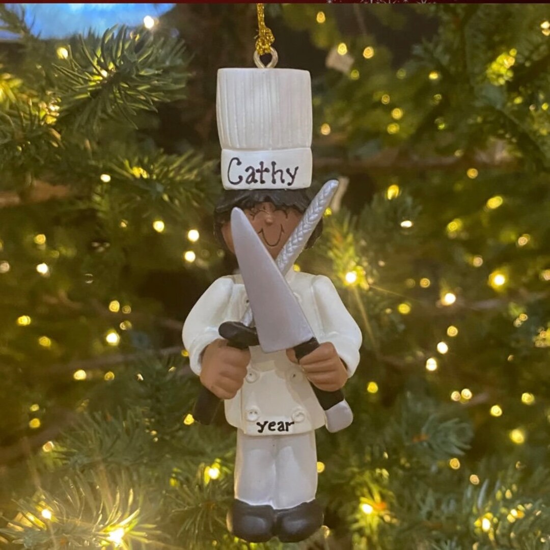 Chef Personalized Chef Ornament With Chef's Knife and Sharpener Custom ...
