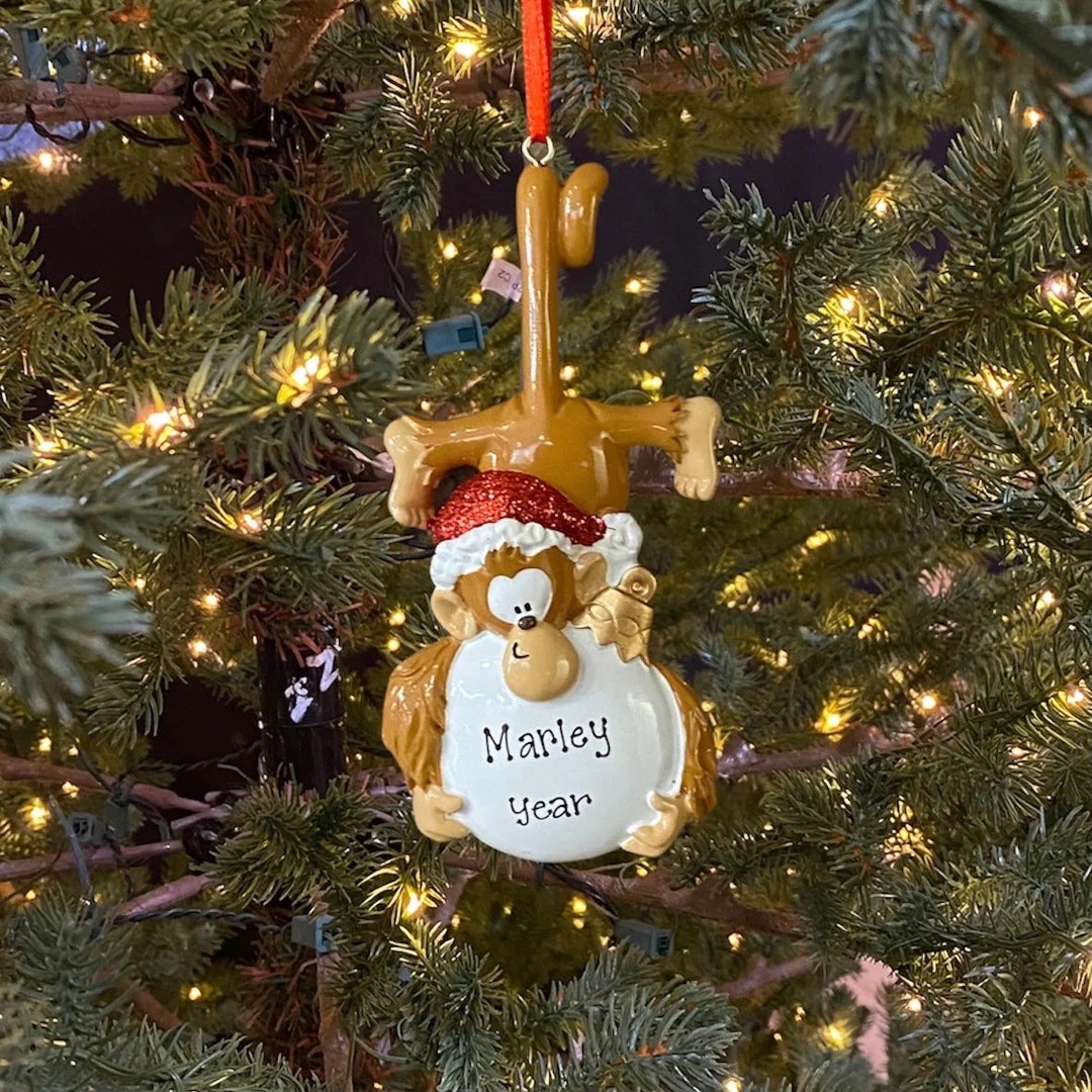 Monkey Ornament Zoo Animal Custom Personalized Christmas Ornament Gift ...