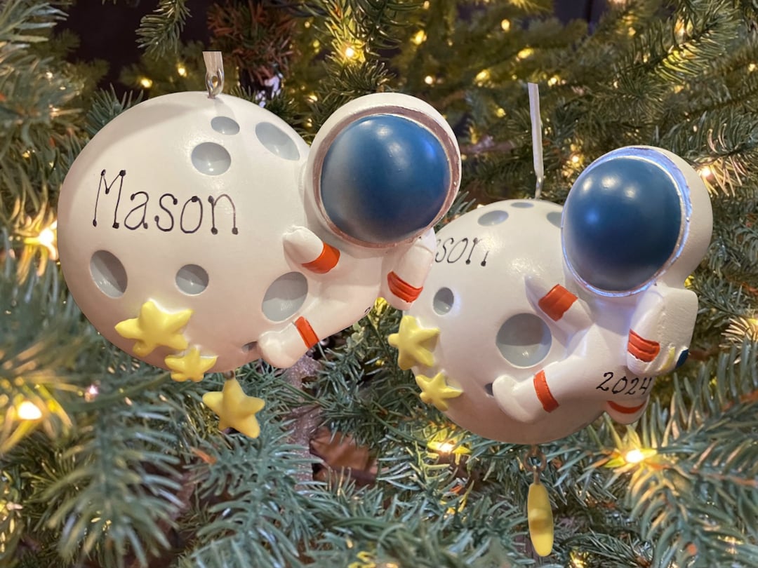 Astronaut New Personalized Astronaut Ornament With Big Moon for Boy or ...