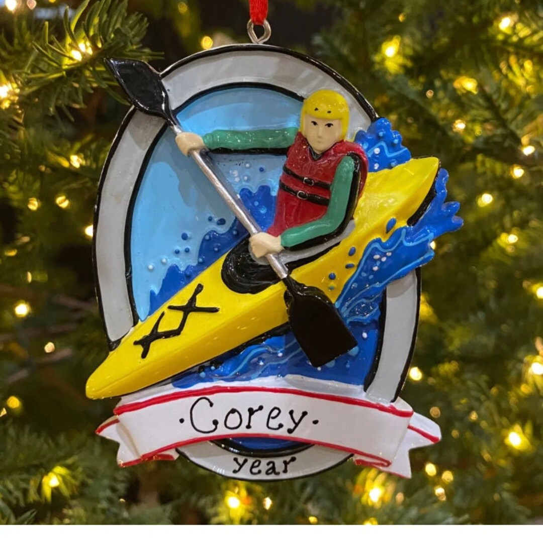 Kayak Boy Custom Personalized Christmas Ornament Gift Kayaking Ornament ...