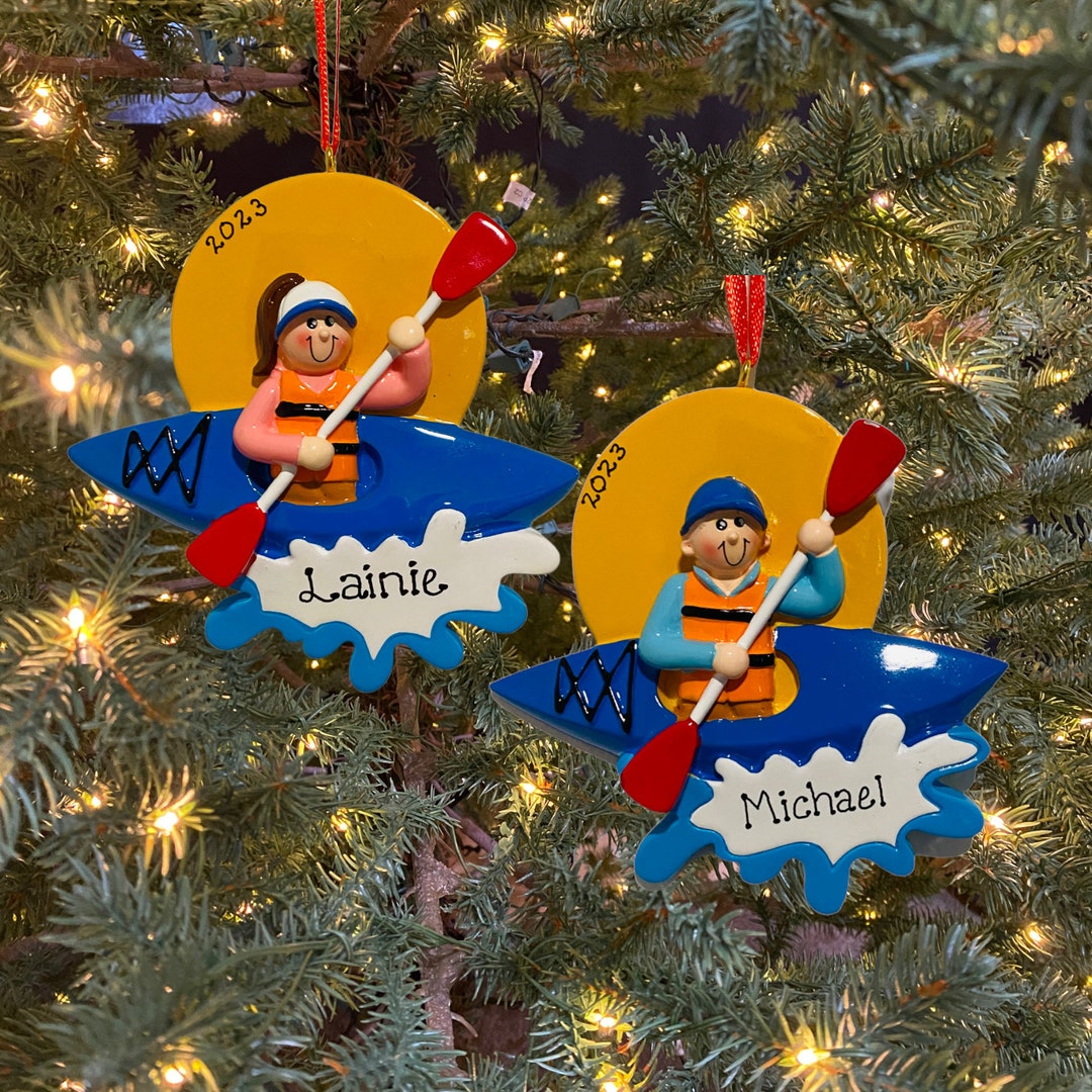 Kayak Girl or Boy Custom Personalized Christmas Ornament Gift Kayaking ...