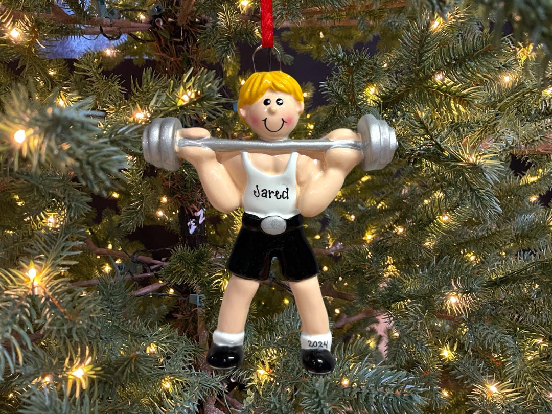 Personalized Gym Boy Weight Lifting Man With Barbell Ornament Custom ...