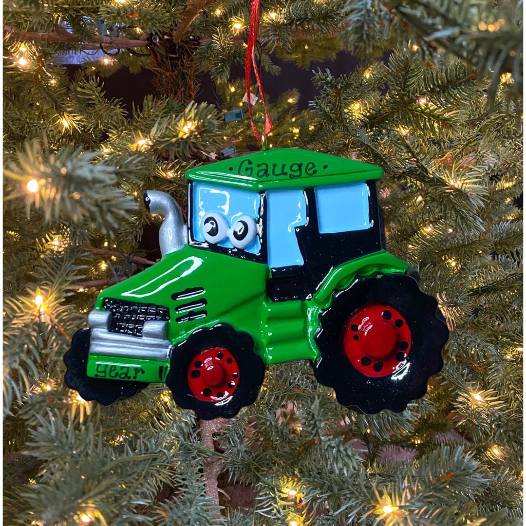 Farmer Tractor Cartoon Eyes Tractor Ornament Green Deere Farmer Custom ...