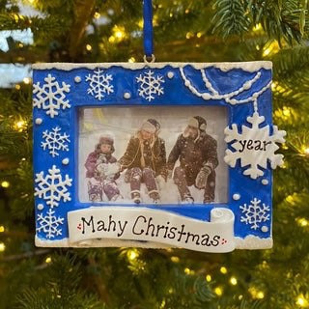 Personalized Blue Snowflake Picture Frame Personalized Christmas ...