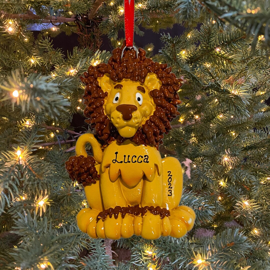 Personalized Lion Ornament Sitting Lion Custom Personalized Christmas ...
