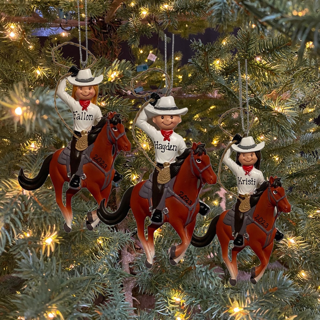 Cowboy or Cowgirl Personalized Rodeo Cowgirl or Cowboy Rider Hat and Boots on Horse Custom ...