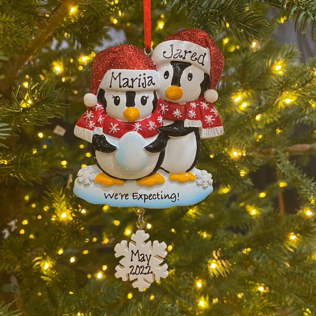 Personalized Expecting Baby Penguin Couple Custom Personalized ...