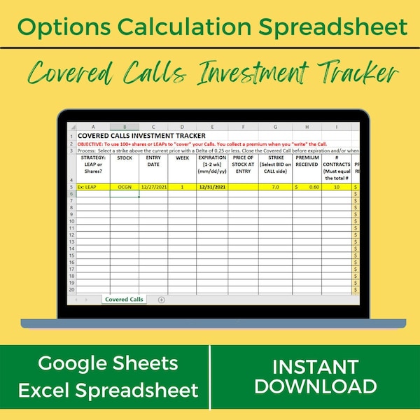 Covered Call Spreadsheet - Etsy