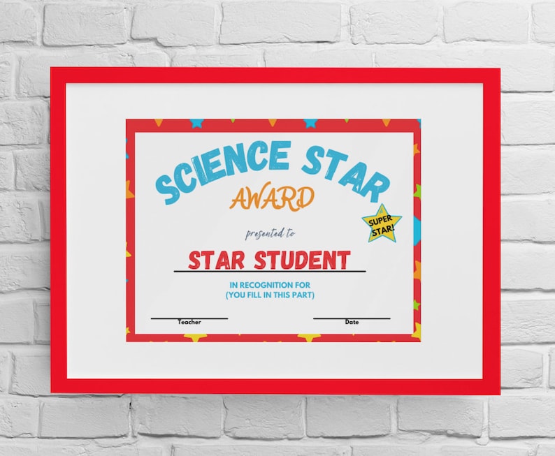 Editable School Certificates Superstar Awards Class Awards Science ...