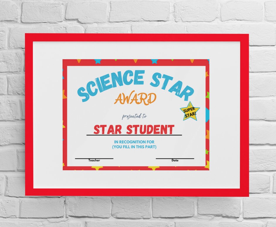 Editable School Certificates Superstar Awards Class Awards Science ...