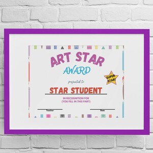 Editable School Certificates Superstar Awards Class Awards Art ...