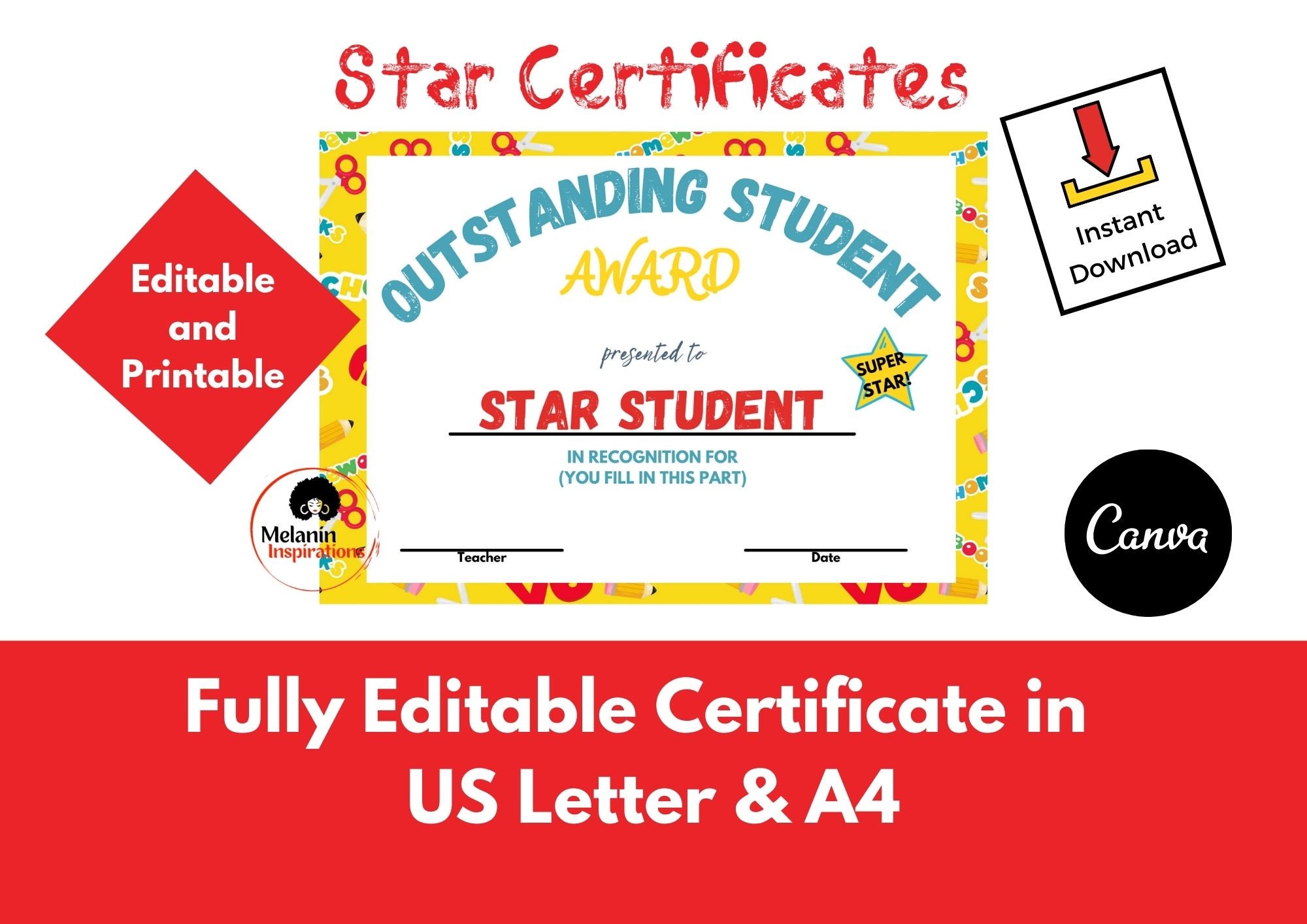Editable School Certificates Superstar Awards Class Awards - Etsy