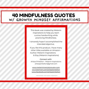 Cursive Handwriting Printable Worksheets 40 Mindfulness Quotes Journal ...