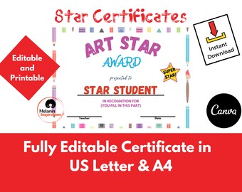 Certificate Award Word Doc Templates Word Document - Etsy