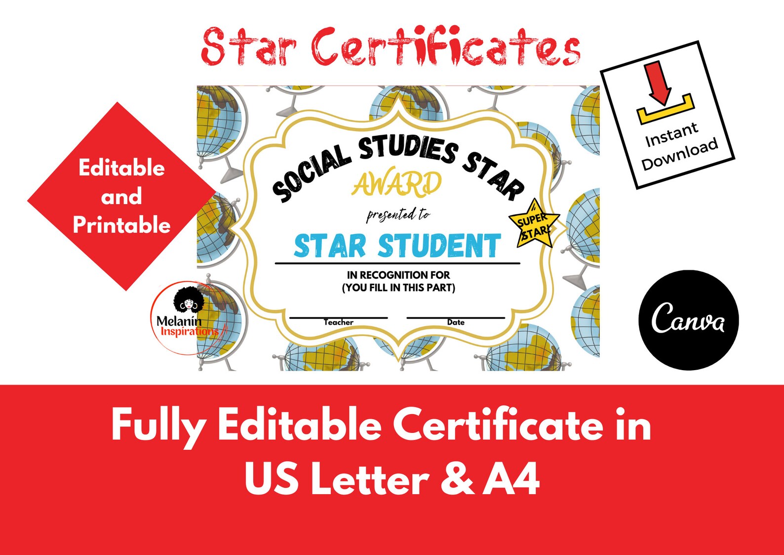 Editable School Certificates Superstar Awards Class Awards - Etsy