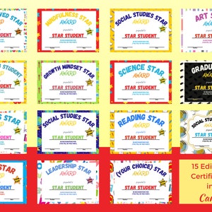 Editable School Star Certificates Superstar Awards Class Awards ...