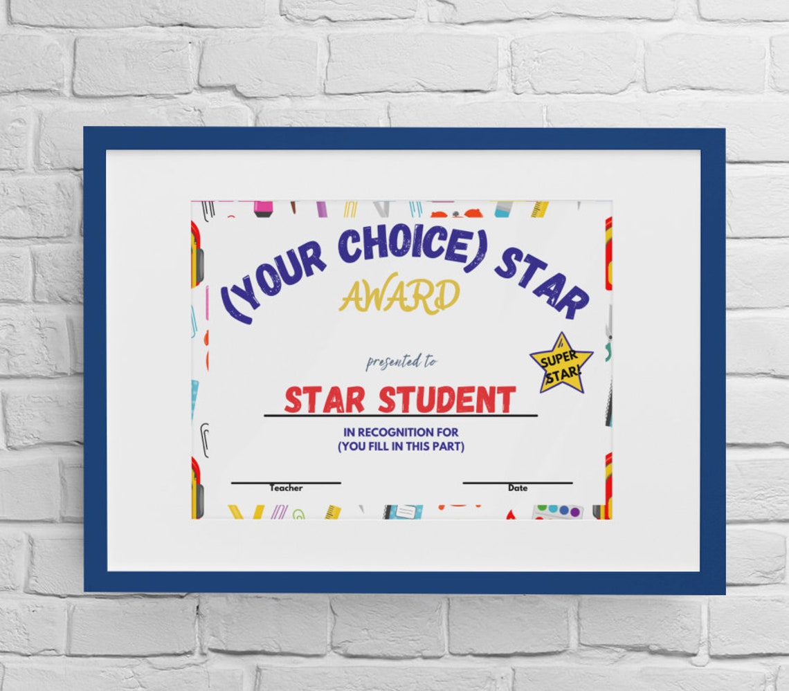 Editable School Star Certificates Superstar Awards Class - Etsy