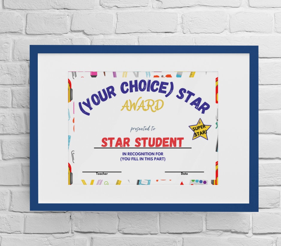 Editable School Star Certificates Superstar Awards Class - Etsy