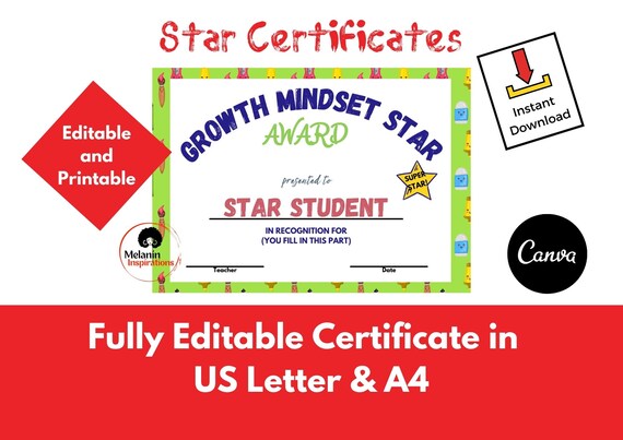 Editable School Certificates Superstar Awards Class Awards | Etsy