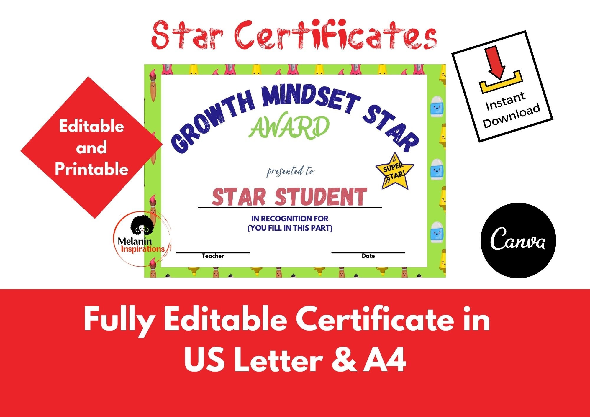 Editable School Certificates Superstar Awards Class Awards - Etsy