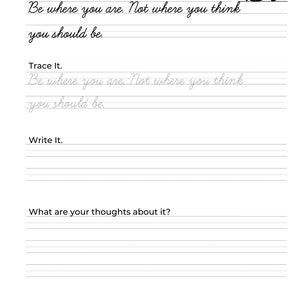 Cursive Handwriting Printable Worksheets 40 Mindfulness Quotes Journal ...