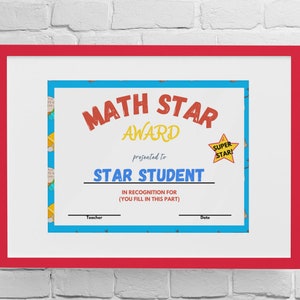 Editable School Certificates Superstar Awards Class Awards Math ...