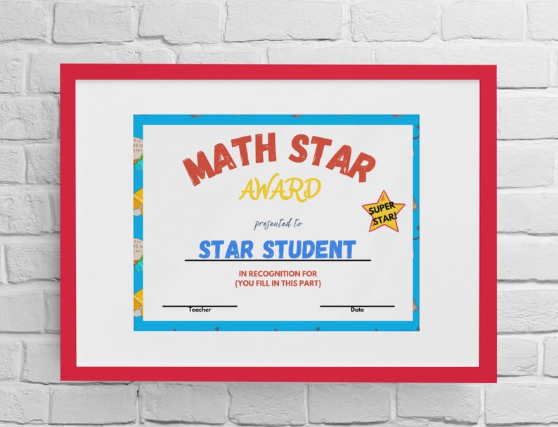 Editable School Certificates Superstar Awards Class Awards Math ...