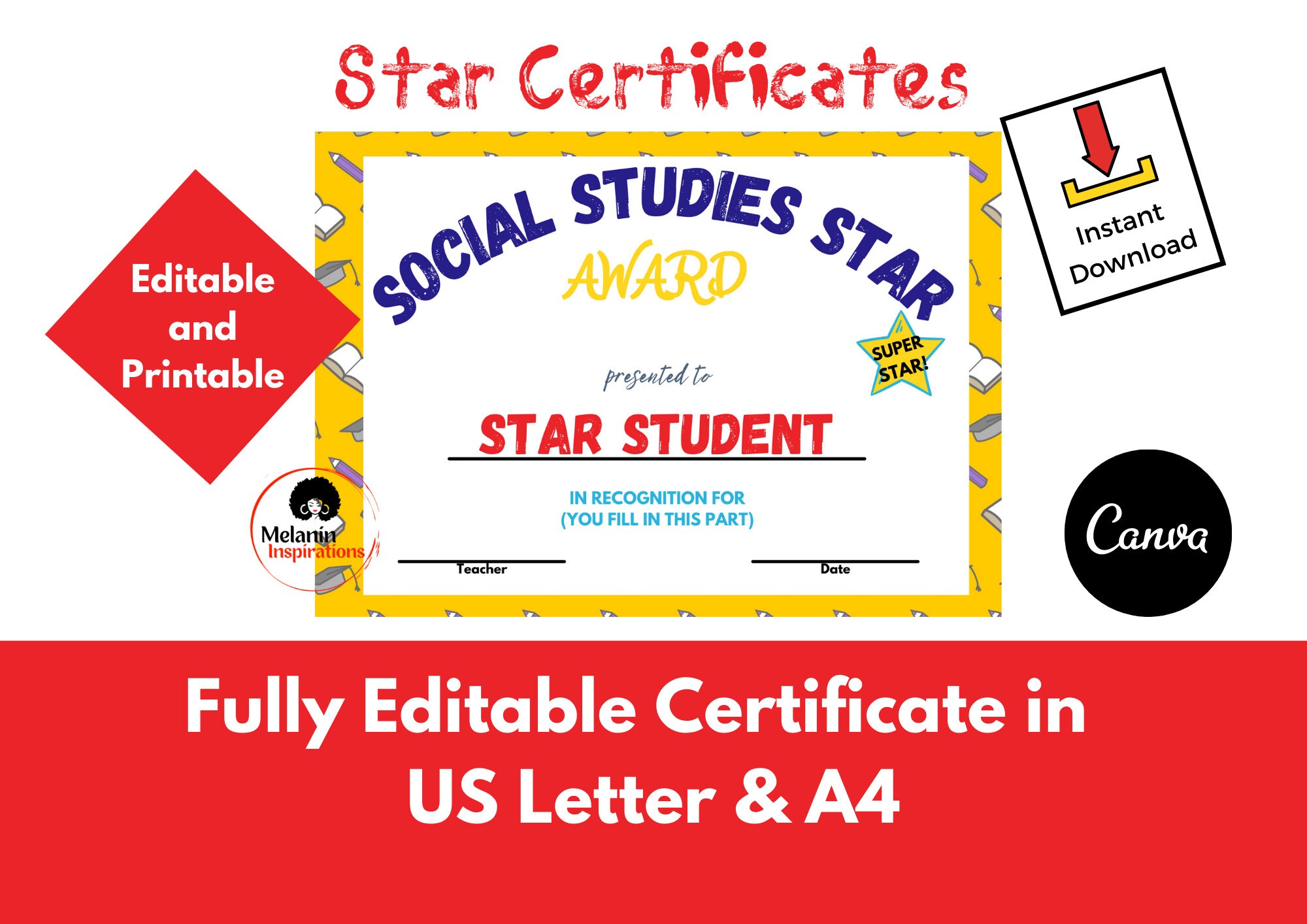 Editable School Certificates Superstar Awards Class Awards Social ...