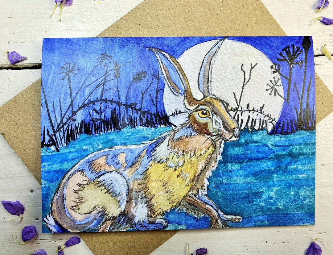 The Hare and the Moon Greeting Card - Etsy Canada