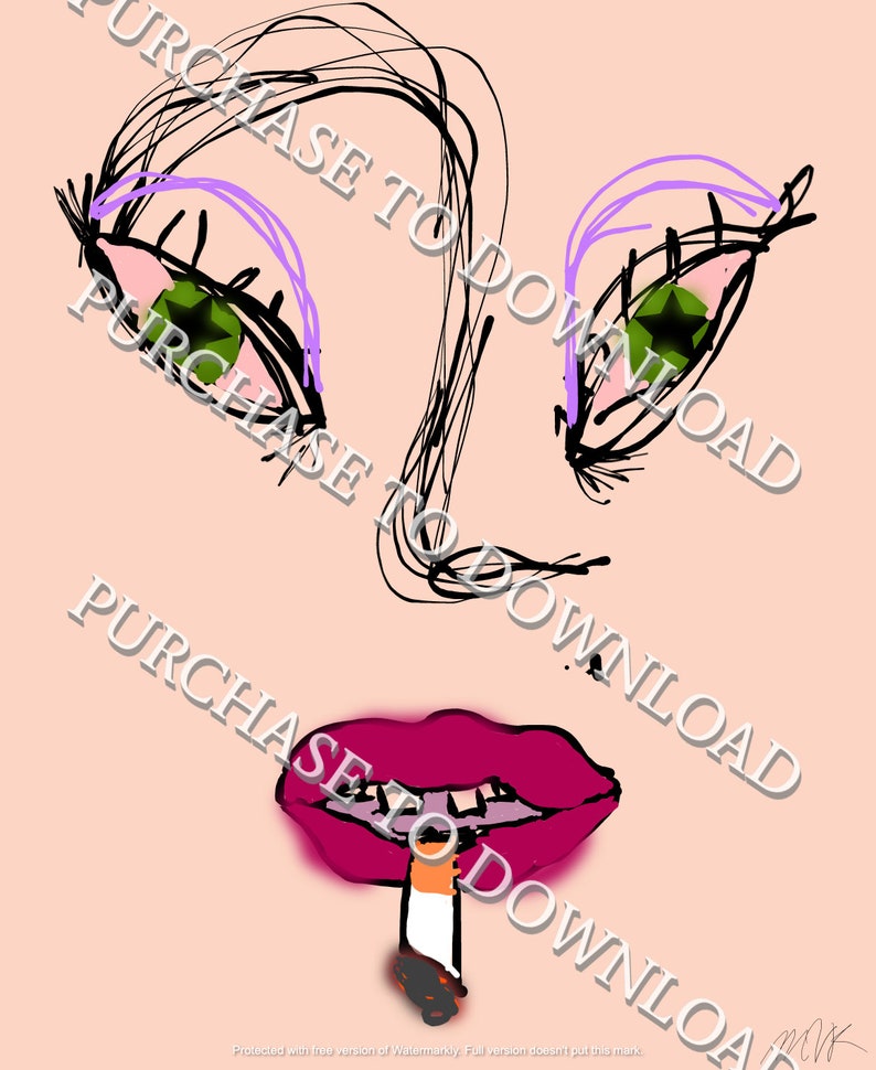 Abstract Dramatic Face Illustration Printable Wall Art Digital | Etsy