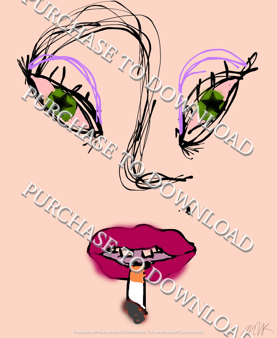 Abstract Dramatic Face Illustration Printable Wall Art Digital Print ...