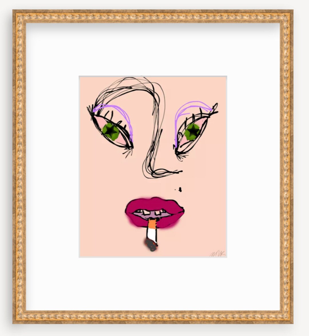 Abstract Dramatic Face Illustration Printable Wall Art Digital Print ...