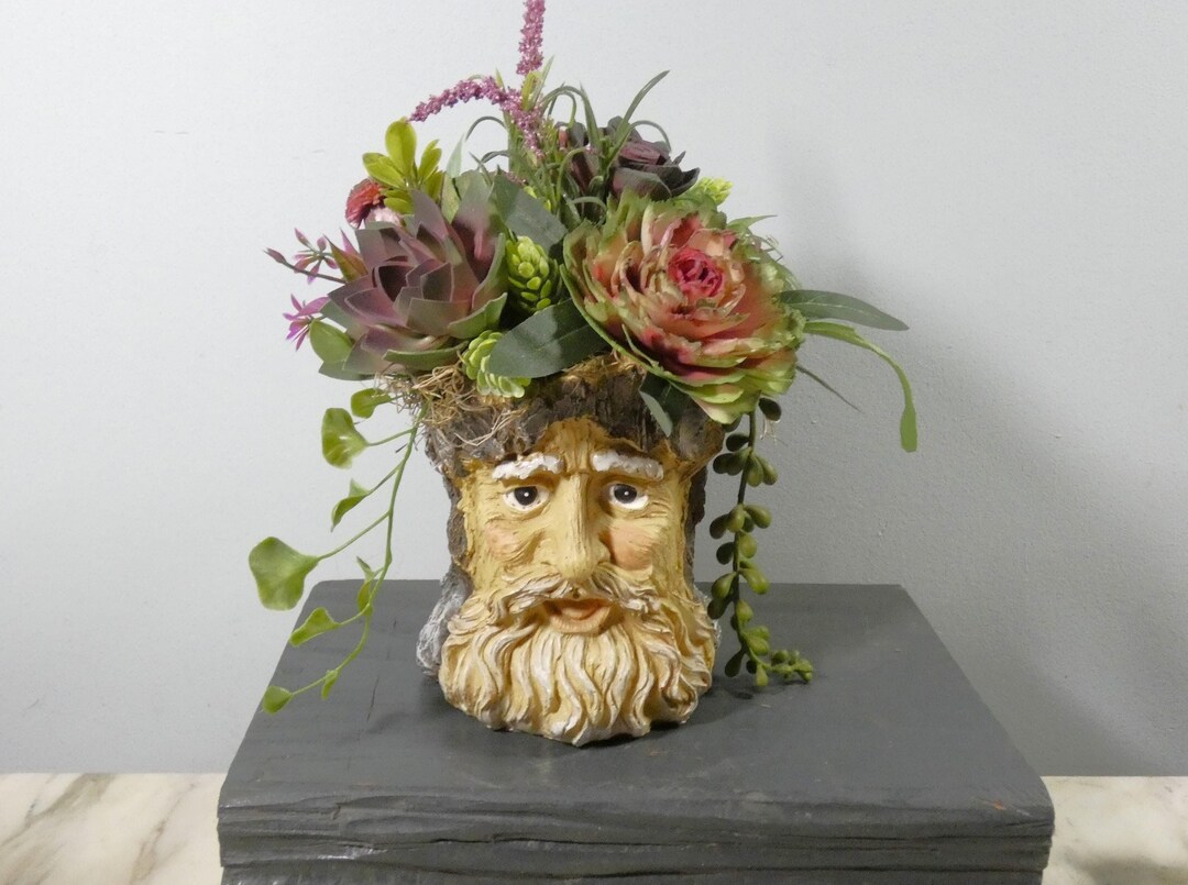 NEW! Whimsical Adorable Tree Face Planter With Hand-painted Air Brushed ...
