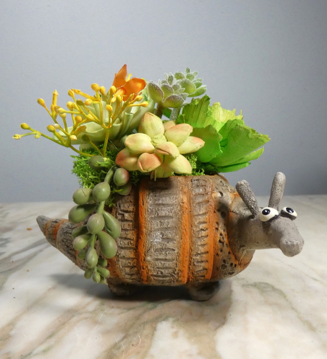 Adorable Armadillo Planter With Hand-painted and Airbrushed Sola Wood ...