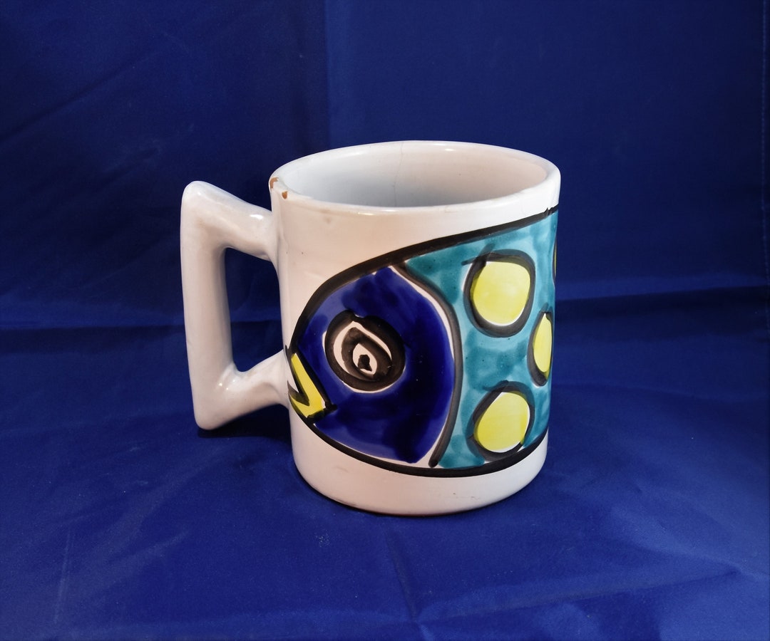 Vintage Handmade, Hand-painted Majolica Large Coffee Mug Made in Italy ...