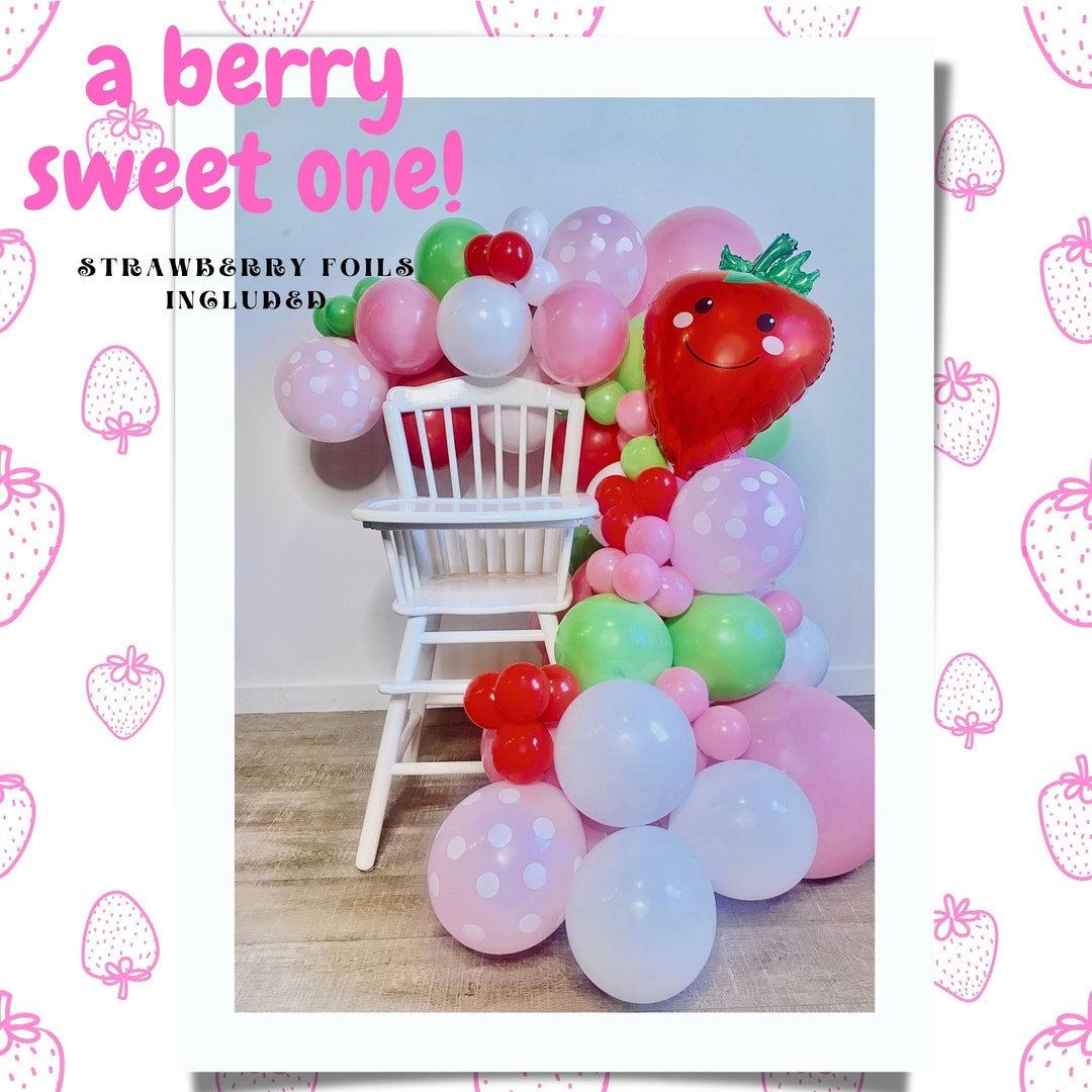 Berry Sweet Balloon Arch, Strawberry Garland Kit, Two Sweet Decorations ...
