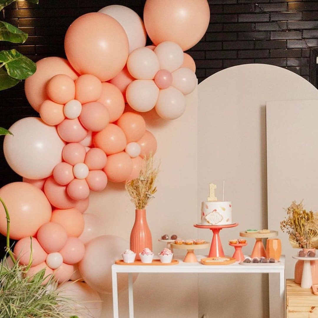 Boho Daisy Balloon Garland, Coral and Cream Daisy Balloon Arch, Two ...