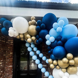 Balloon Arch Kit Dark Blue, Baby Blue & Gold, Boy Baby Shower, Blue ...