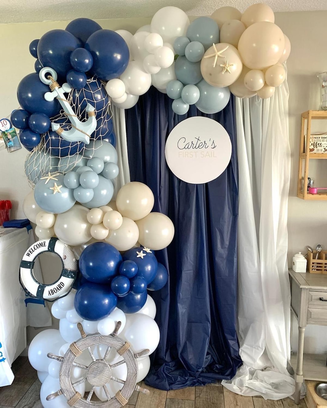 Nautical First Sail Balloon Garland Kit | Navy Blue Ocean Party | DIY ...