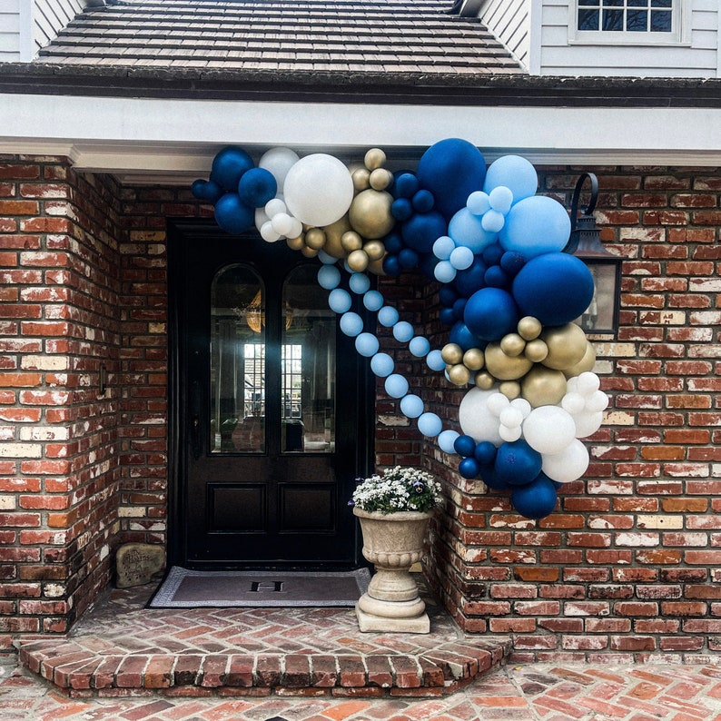 Balloon Arch Kit Dark Blue Baby Blue & Gold Boy Baby Shower - Etsy