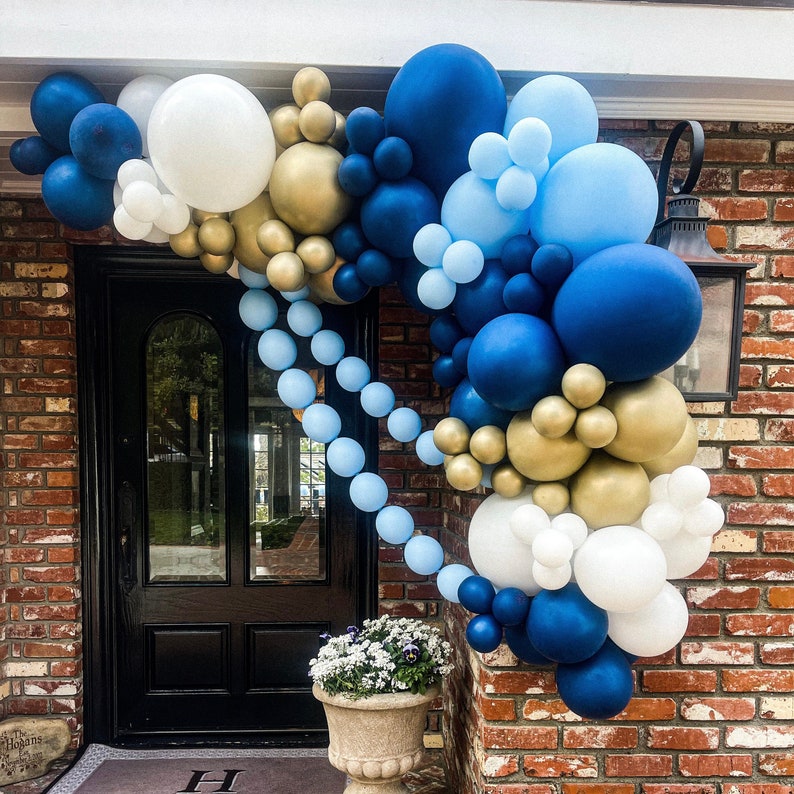 Balloon Arch Kit Dark Blue Baby Blue & Gold Boy Baby Shower - Etsy UK