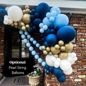 Balloon Arch Kit Dark Blue, Baby Blue & Gold, Boy Baby Shower, Blue ...